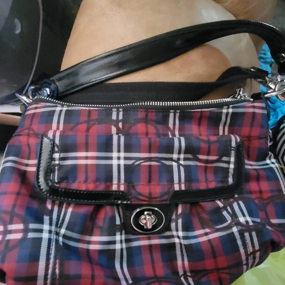 Coach | Bags | Coach Red And Blue Plaid Shoulder Bag | Poshmark